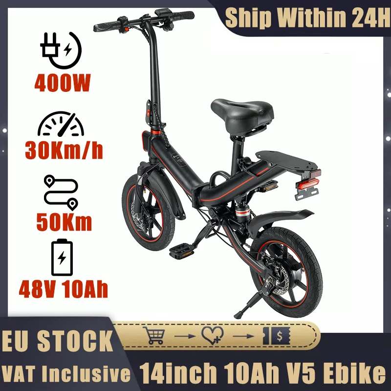 Original-EU-STOCK-V5-E-bike-400W-Motor-48V-10Ah-Battery-14inch-Tire ...