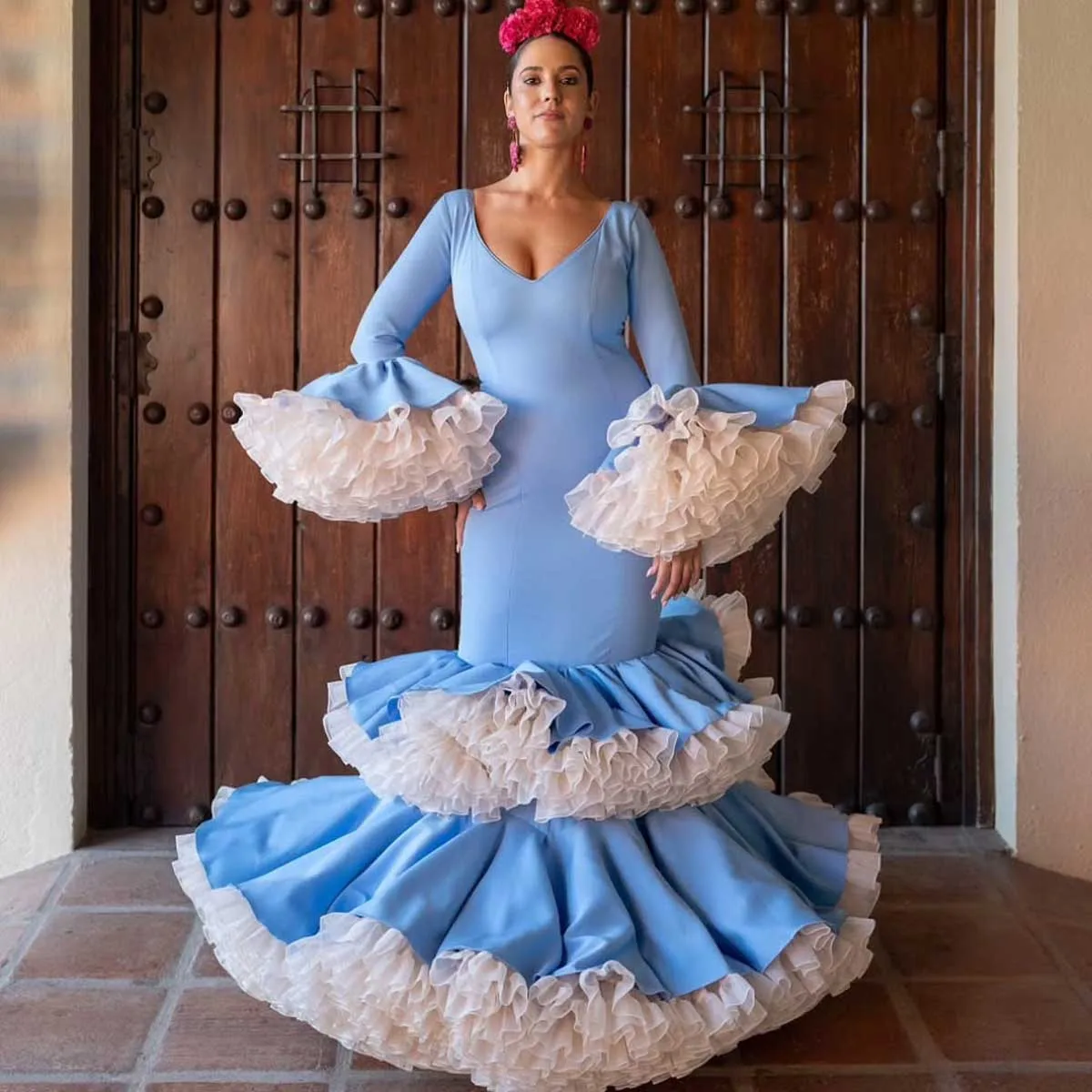Gorgeous Blue Layers Mermaid Evening Dresses Spanish Vestidos de fiesta ...