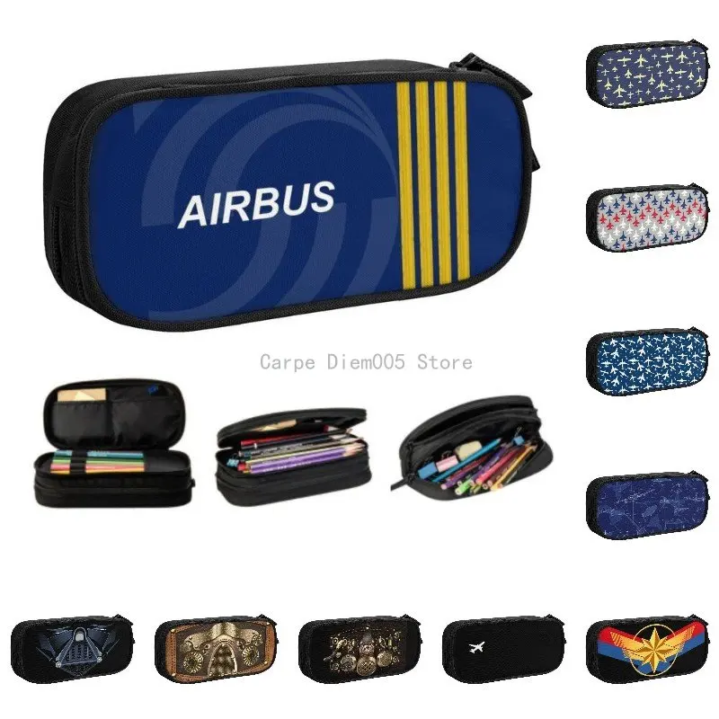 Airbus Fighter Pilot Kawaii Pencil Case Boy Girl Large Storage Aviation ...
