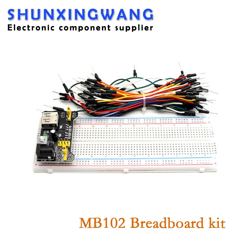 3.3v/5v Mb102 Breadboard Power Module+mb-102 830 Points Prototype Bread Board +65 Jumper Wires ...