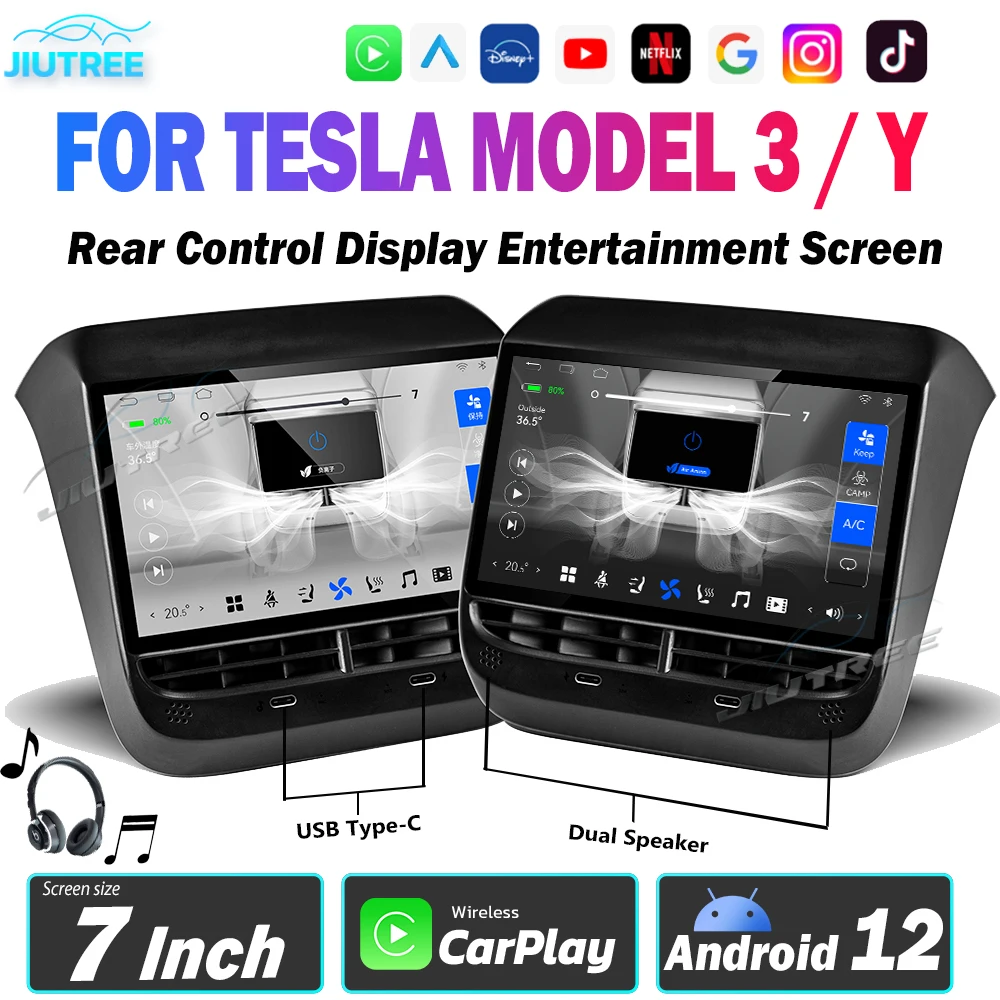 Android-12-Rear-AC-Screen-DIsplay-Unit-For-All-Tesla-Model-3-Y-Wireless ...