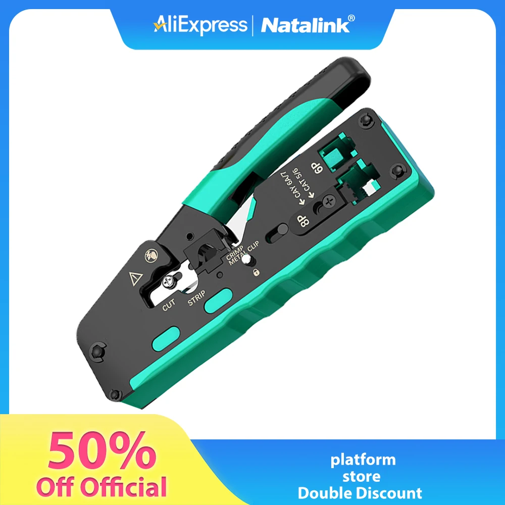 Natalink CAT7 RJ45 Crimping Tool Pass Through Network Cable Pliers Wire ...
