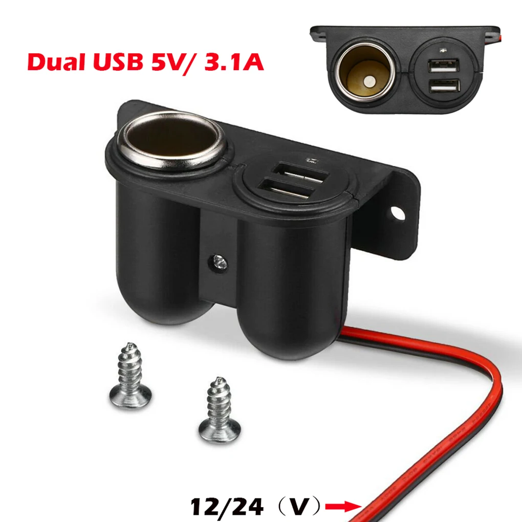 3.1A Car Lighter Socket Under-dash Mount 12V/24V Charging Adapter ...