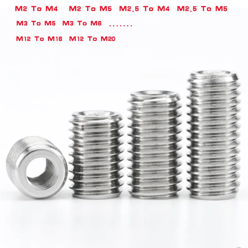2/ 5pcs Inside Outside Thread Adapter Screw Nuts Insert Sleeve ...