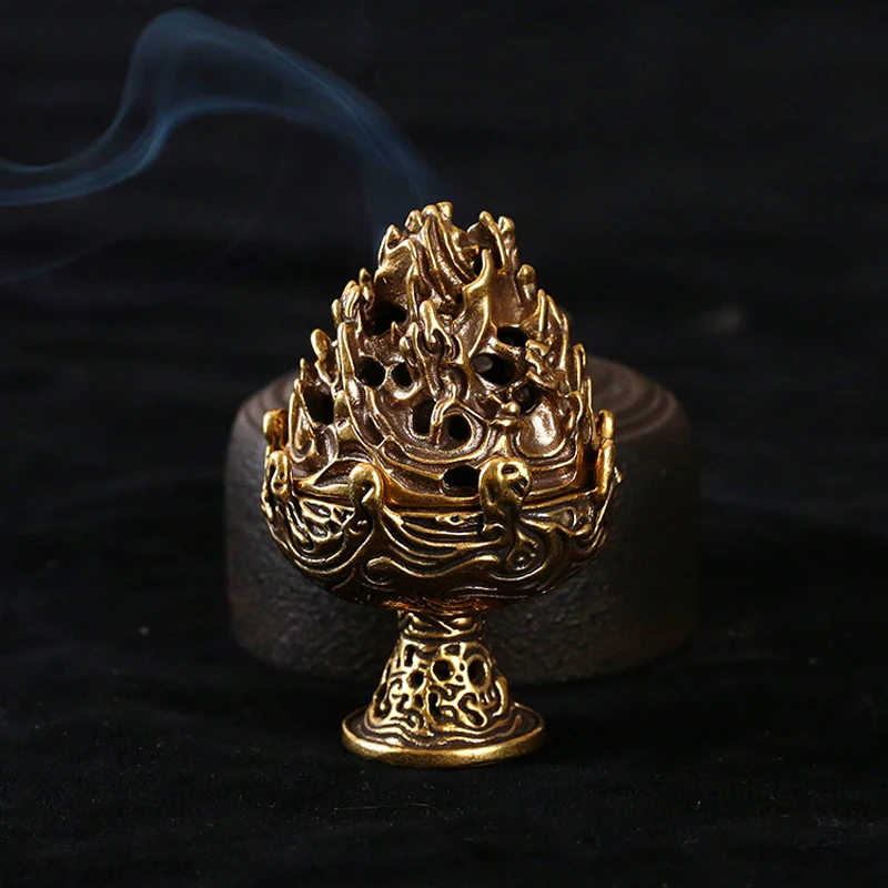 Zen Boshan Censer Brass Mountain Statue Sandalwood Incense Burner ...