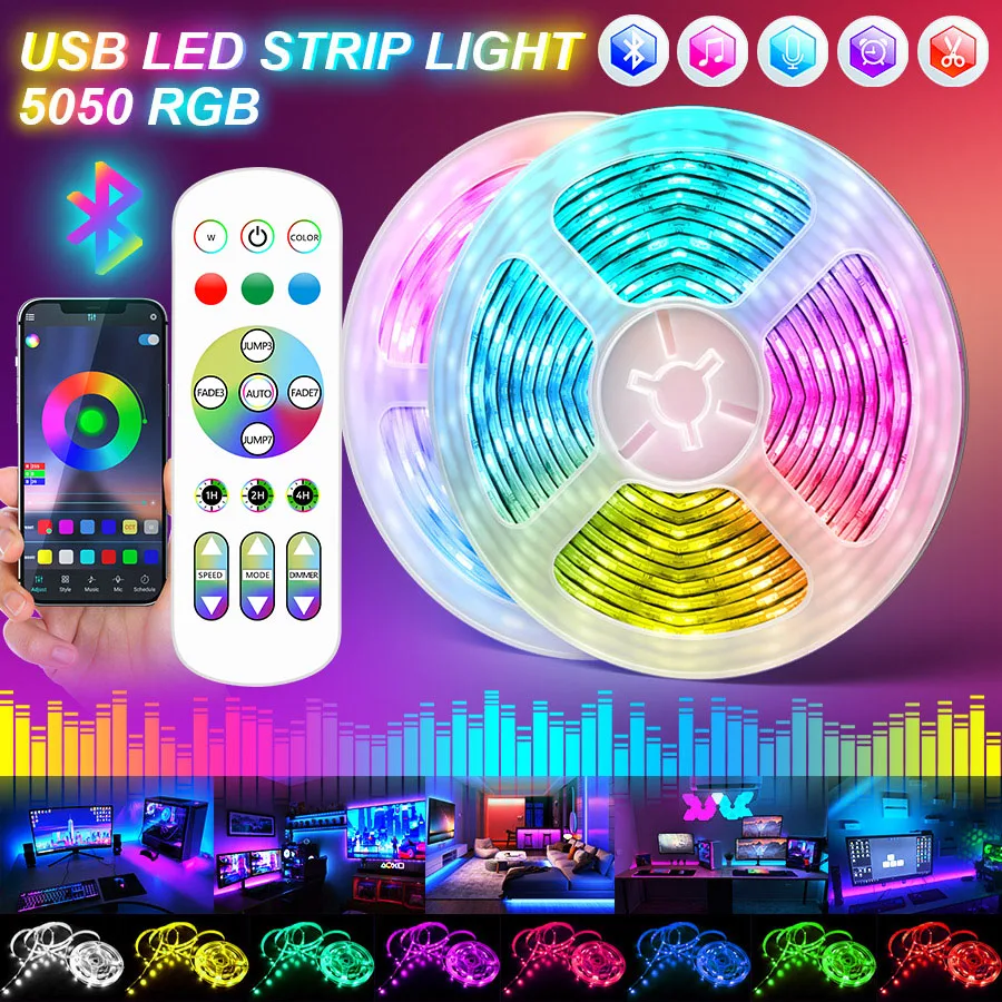 RGB LED Lights USB LED Strip Lights Wifi Bluetooth 5050 Neon RGB Tape ...