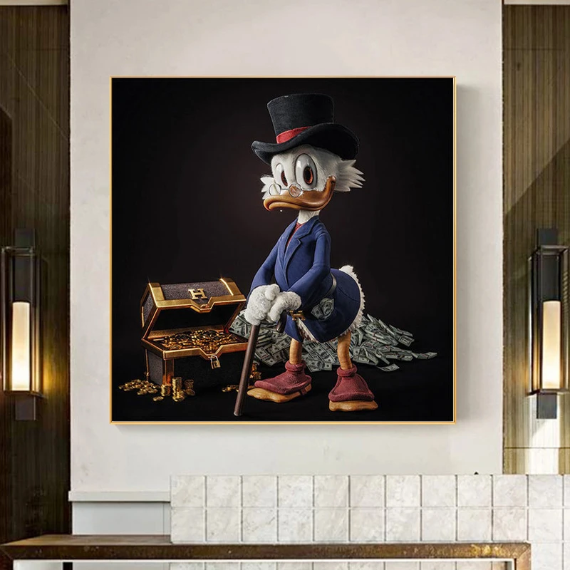 Disney-Cartoon-Donald-Duck-and-Money-Canvas-Paintings-Abstract-Luxury ...