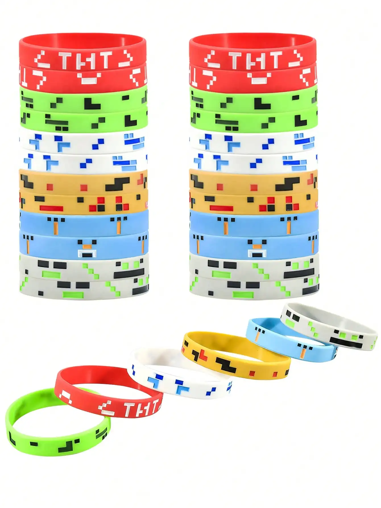 12pcs-Miner-Party-Set-24-Pixel-Theme-Bracelet-Adult-Miner-Bracelet ...