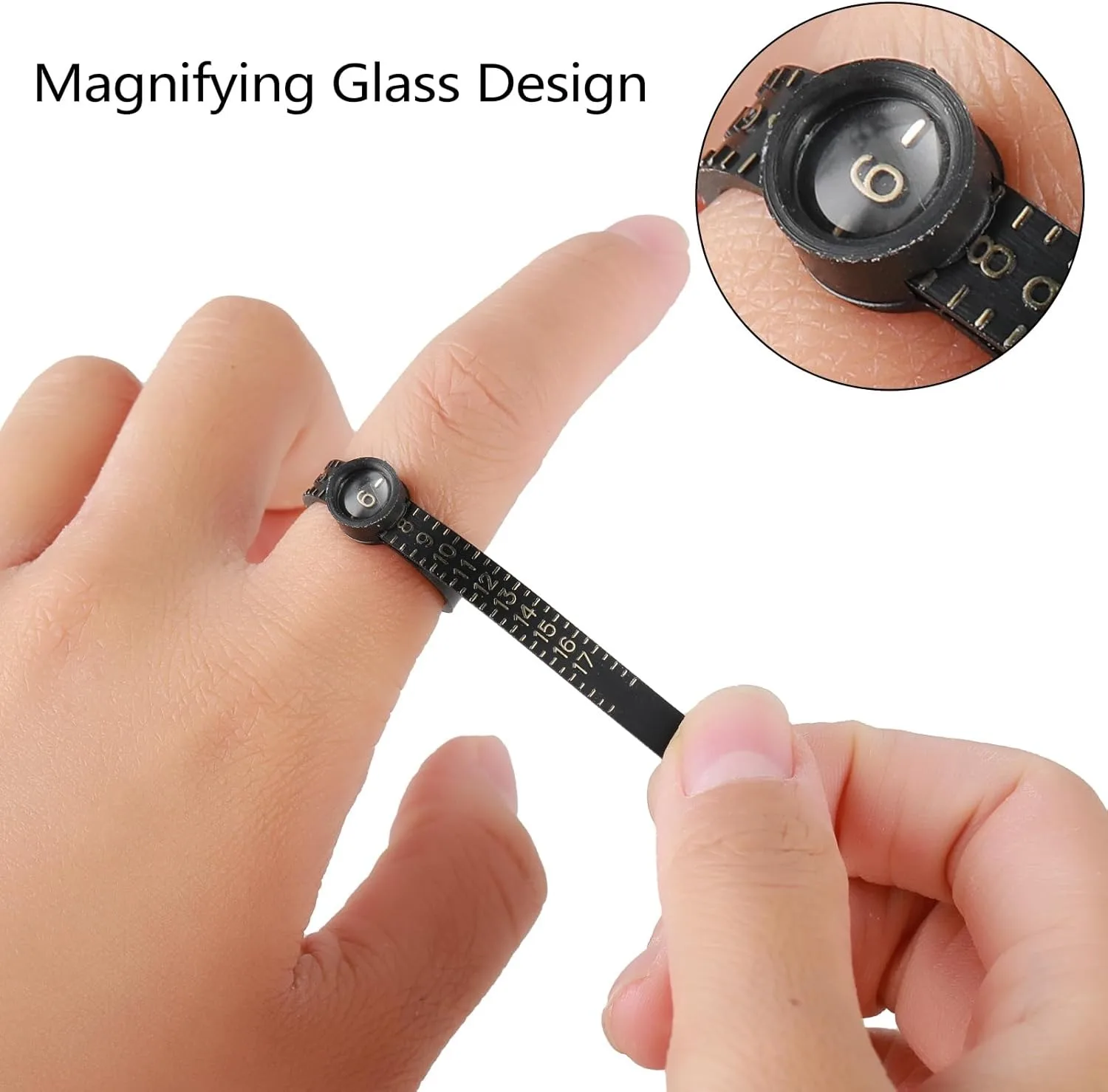 Ring Sizer Measuring Tool Black White Reusable Finger USA Size Gauge ...