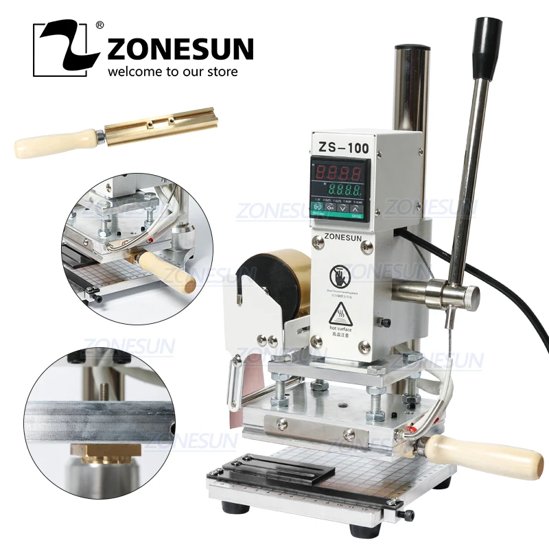 Zonesun Zs-100 New Embossing Manual Leather Paper Wood Machine With ...