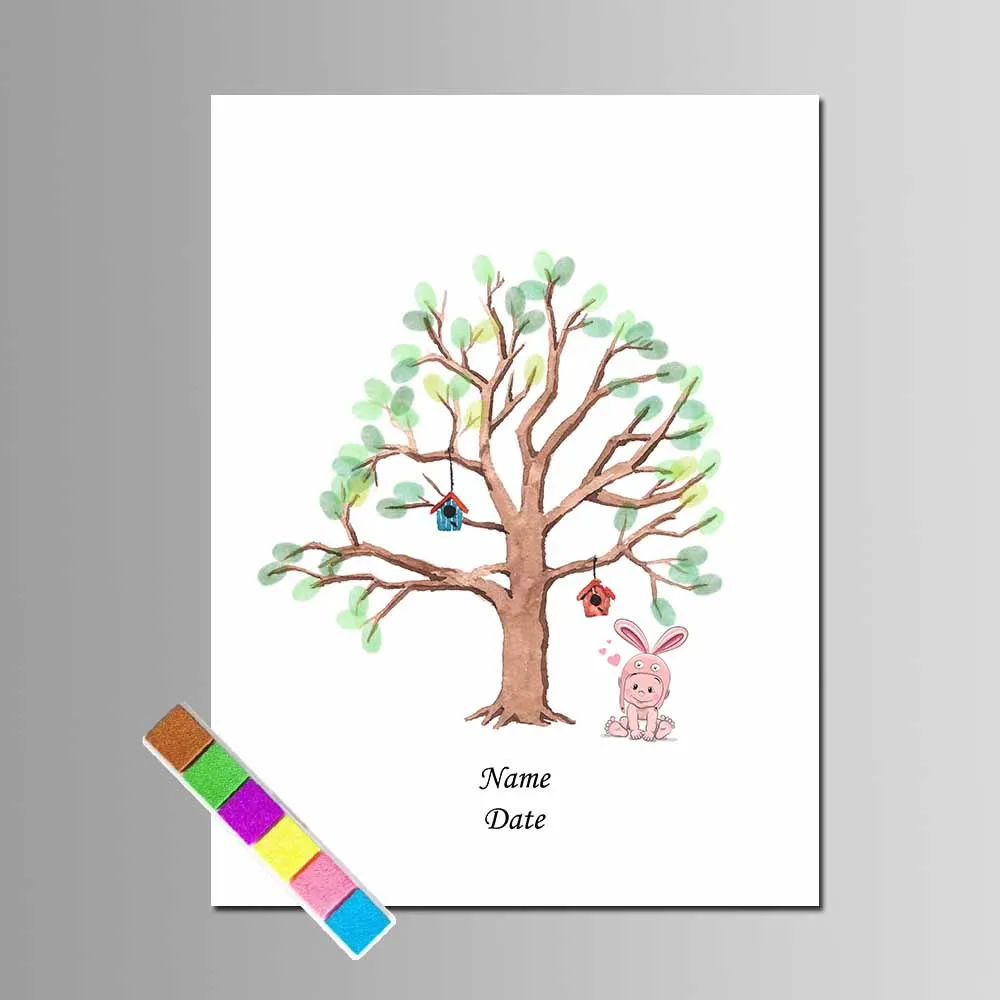 Fingerprint Tree Template Baby Shower