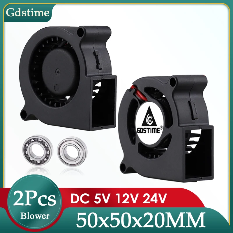 2-Pieces-lot-Gdstime-DC-5V-12V-24V-Dual-Ball-5020-Turbo-Radiator-Fan ...