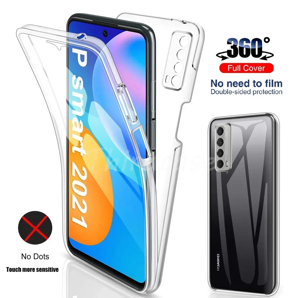 360 Double PC+Silicone Case For Huawei P Smart 2021 2020 Z P20 P40 Lite ...