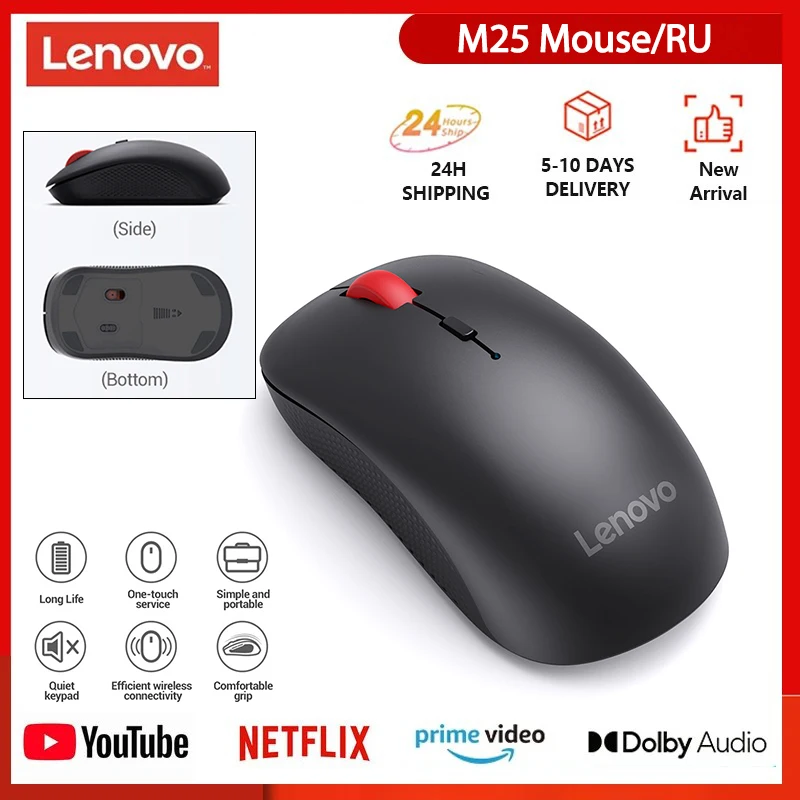 Lenovo-M25-Wireless-Mouse-2-4GHz-Silent-Portable-Ergonomic-Design-Office-Gaming-For-Laptop ...