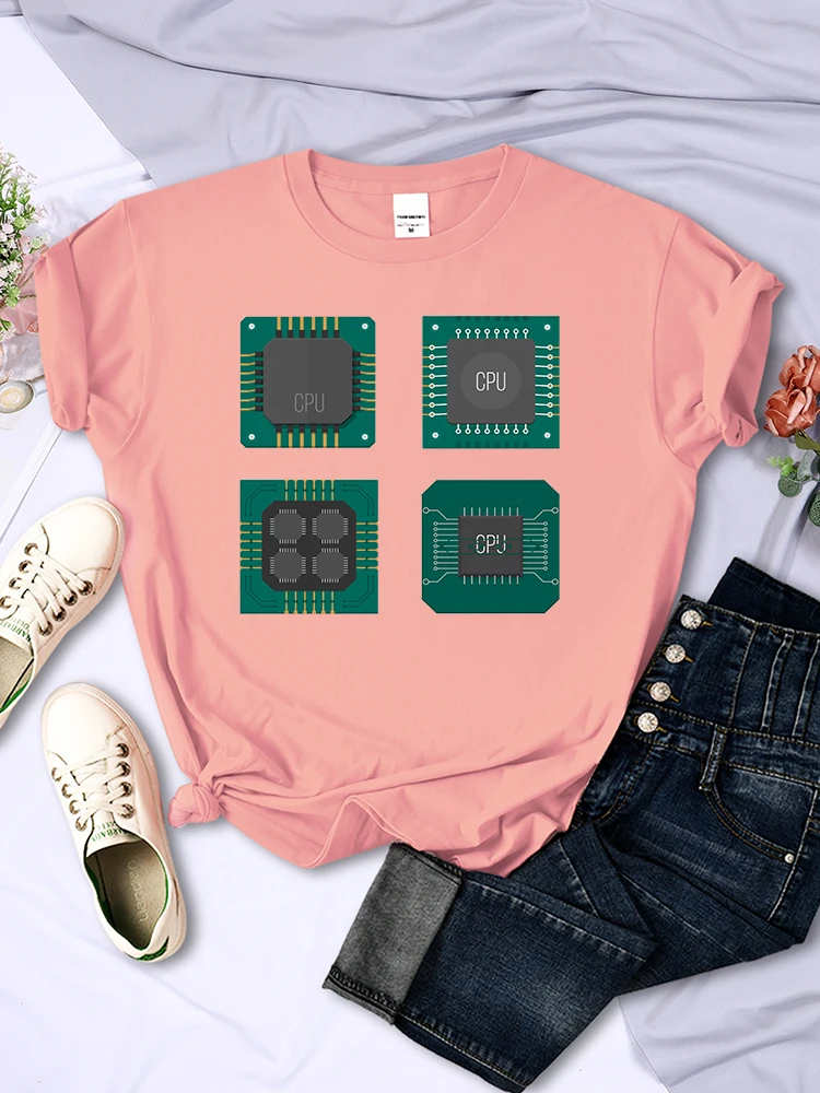 Creative CPU Processor Printing Women's T Shirts Hip Hop Fashion ...