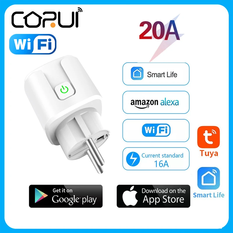 CoRui-20A-EU-Plug-WIFI-Bluetooth-Wireless-Remote-Socket-Smart-Timer ...