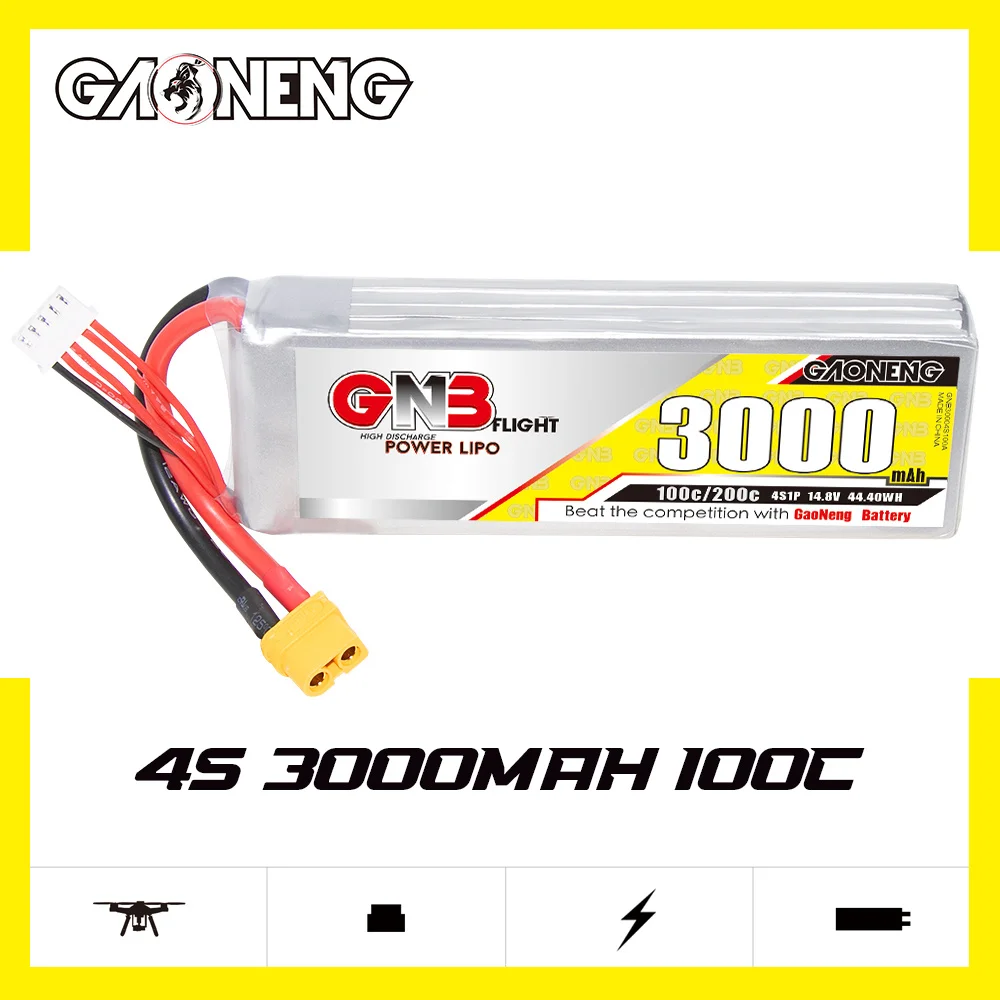 GNB 3000mAh 4S 14.8V 100C Aircraft Model Drone Quadcopter High Power ...