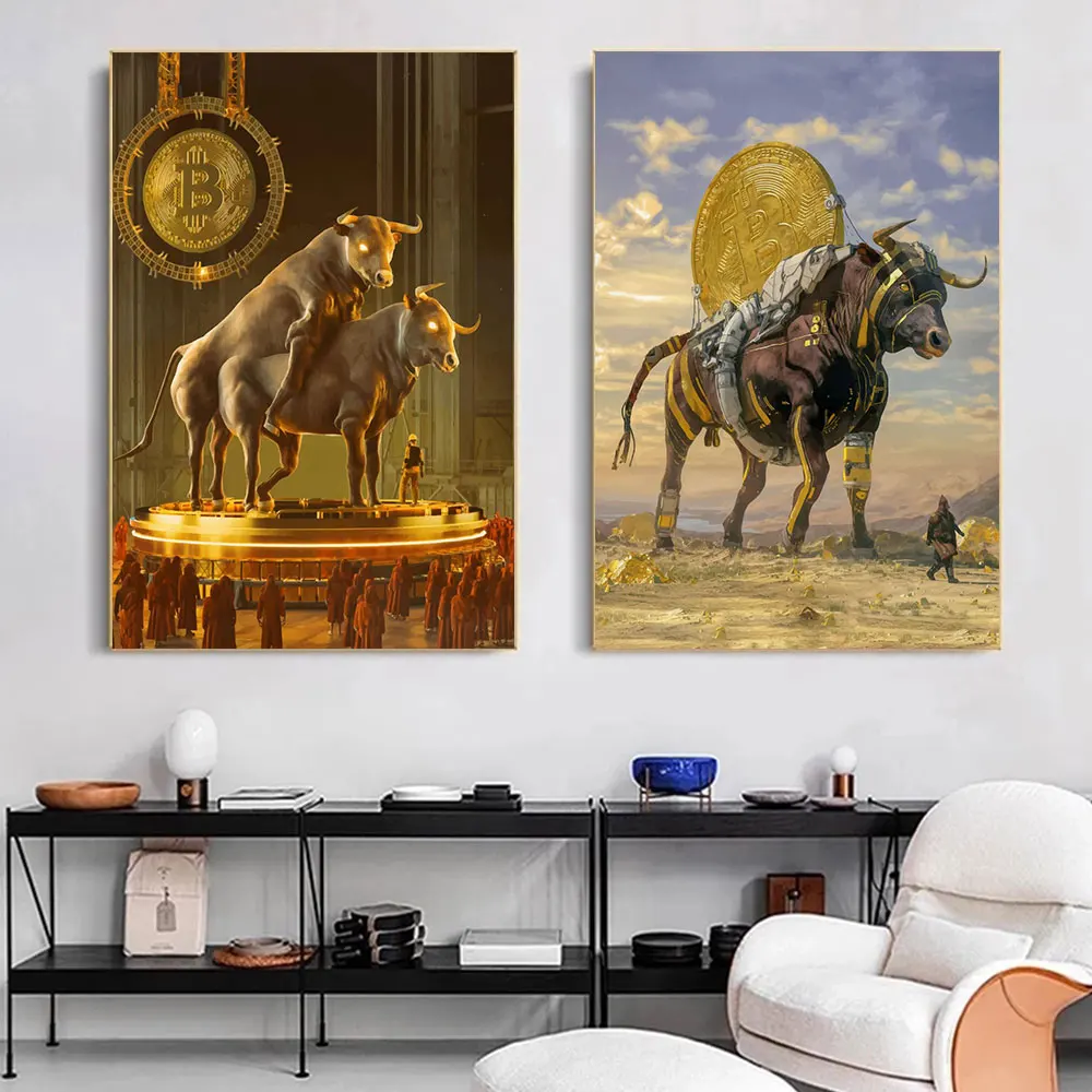 Crypto-Fiat-Nft-arte-de-Graffiti-de-Bitcoin-Toro-dorado-ceremonia-a-la ...