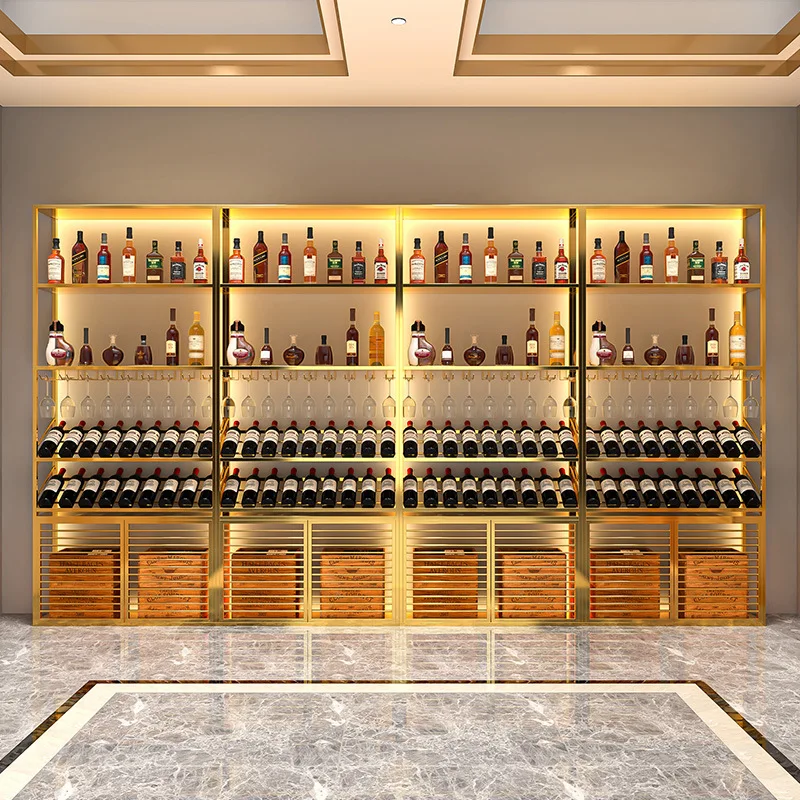 Red-Wine-Inclined-Shelf-Display-Stand-Rack-Cabinet-Light-Luxury ...