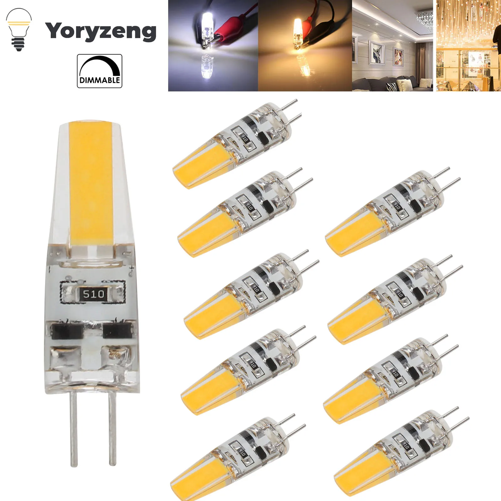 10Pcs Mini G4 LED COB Corn Bulbs 6W AC DC 12V 220V Candle Lights ...