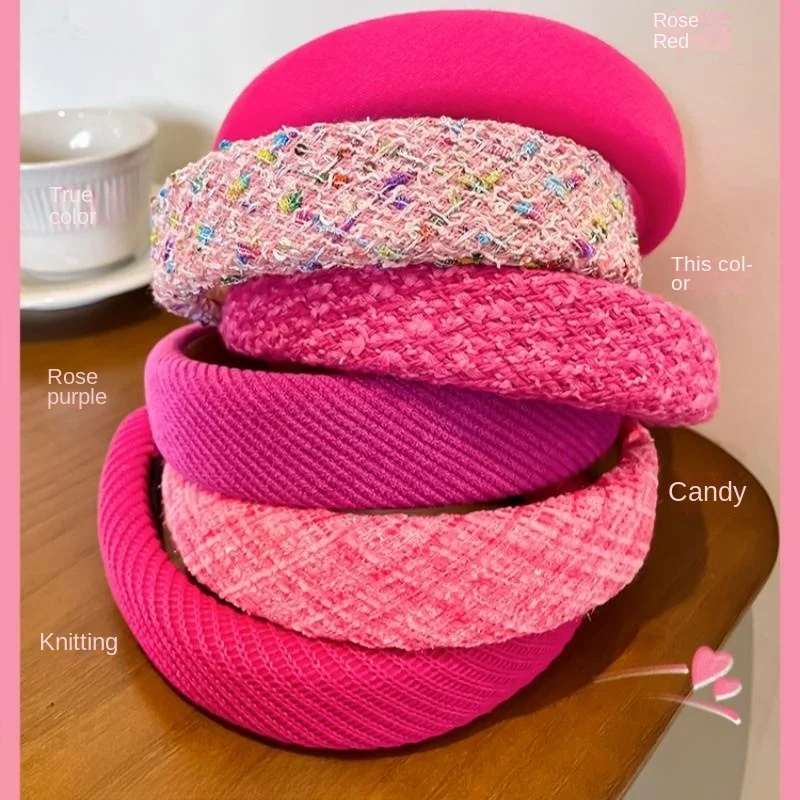 Pink High Skull Top Wide Brim Hair Band Female Summer New Headband Face ...
