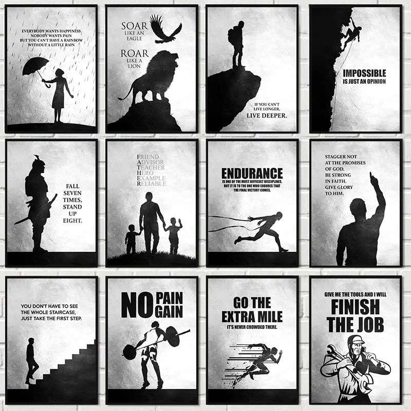 Motivational-Canvas-Painting-Inspirational-Black-and-White-Posters ...