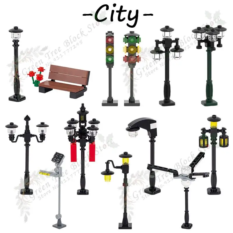 City Series Traffic Light Models MOC Building Blocks DIY Assemble ...