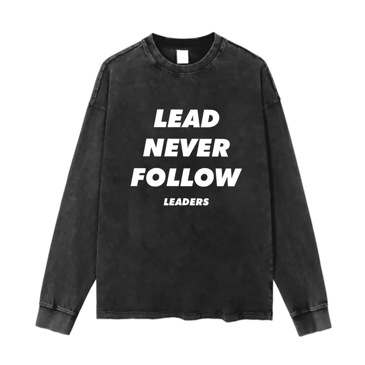 Lead Never Follow Motivational Text Washed Cotton Vintage Solid O ...