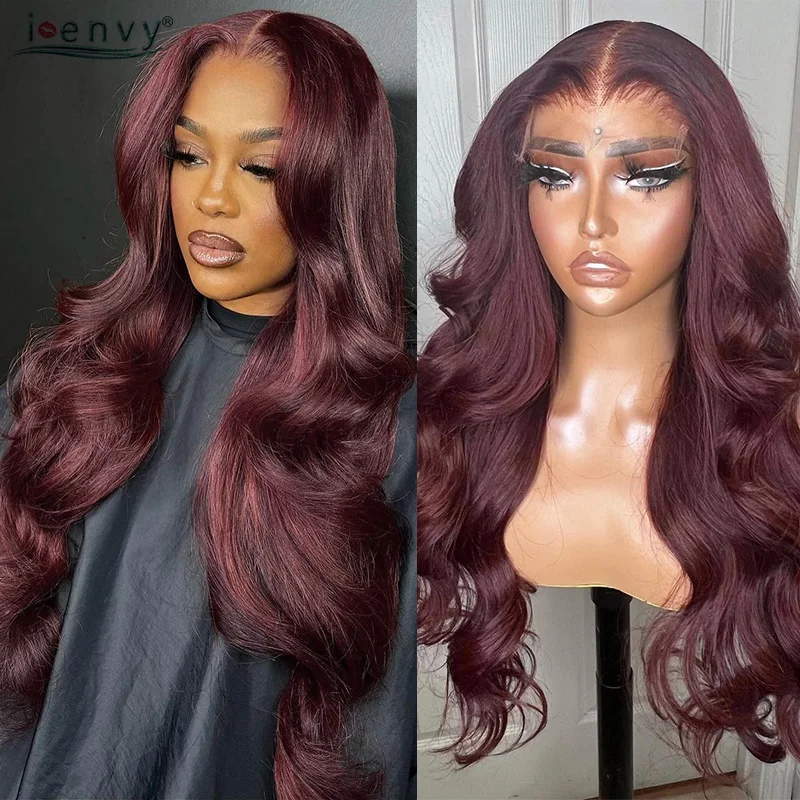 Perruque-Lace-Front-Wig-Body-Wave-naturelle-rouge-bordeaux-99J-13x6-34 ...