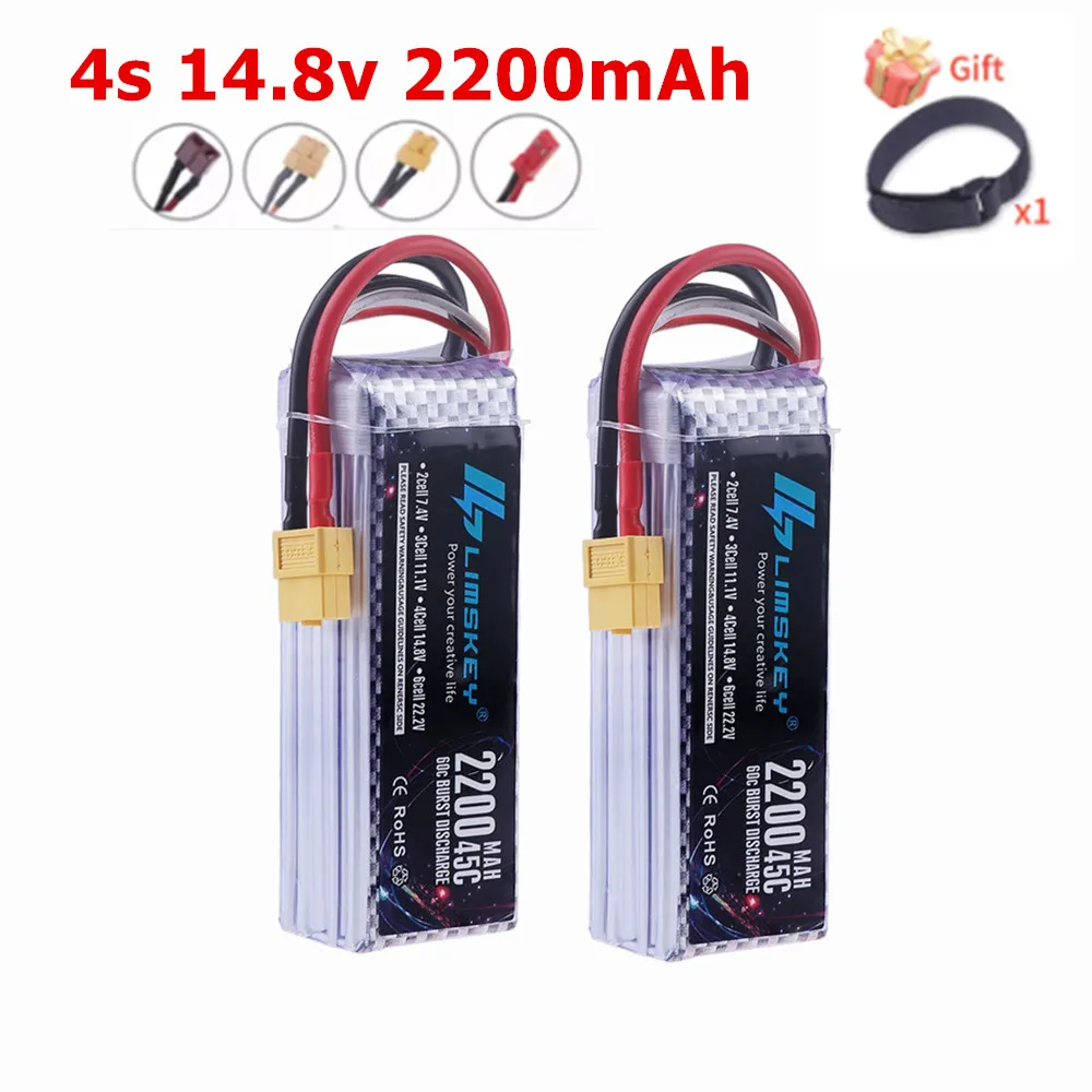 4S 2200mAh 45C 14.8V LiPo Battery with XT60/Deans T/XT30 Plug for Drone ...