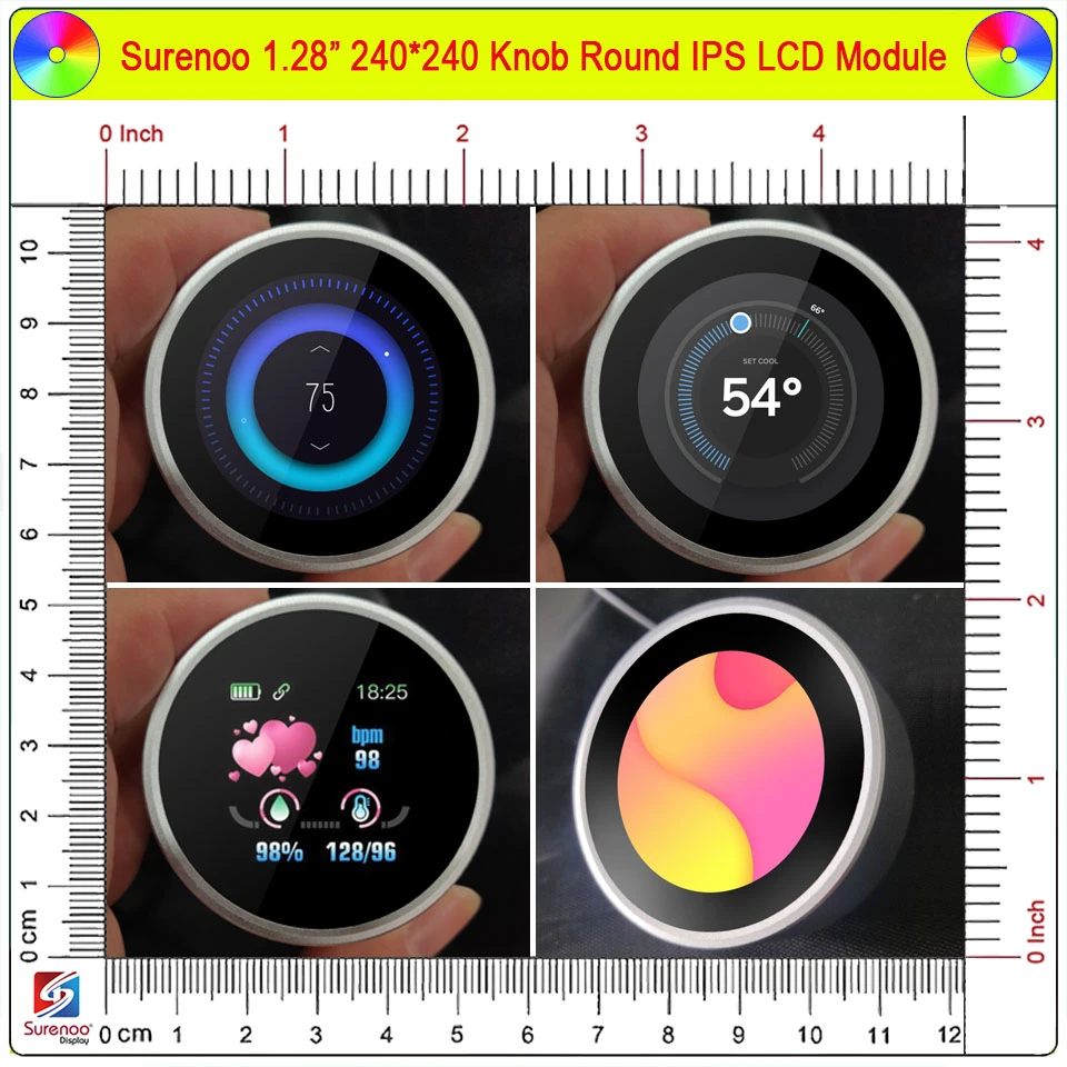 1.28 Inch 240*240 Round Circular Rotary Knob Ips Serial Uart Ui Lcd Module Panel Display Screen ...