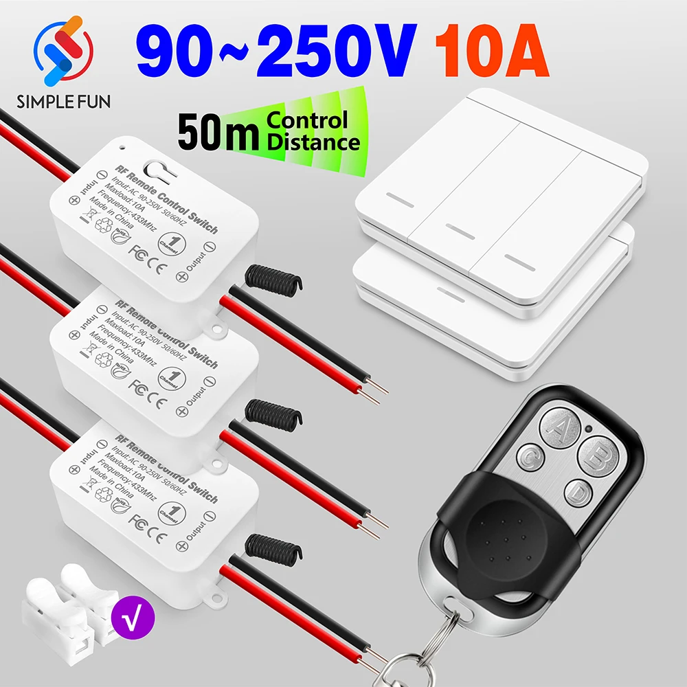 Wireless-Remote-Control-Smart-Light-Switch-RF-433MHz-110V-220V-10A-Mini ...
