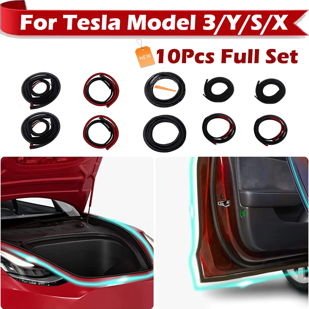 For-Tesla-Model-3-Y-S-X-Car-Door-Rubber-Weatherproof-Sealing-Strip-Kit ...