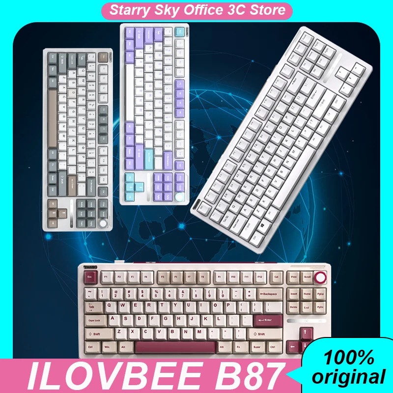 Ilovbee-B87-Mechanical-Keyboard-Metal-Knob-Wireless-3mode-Hot-Swappable ...