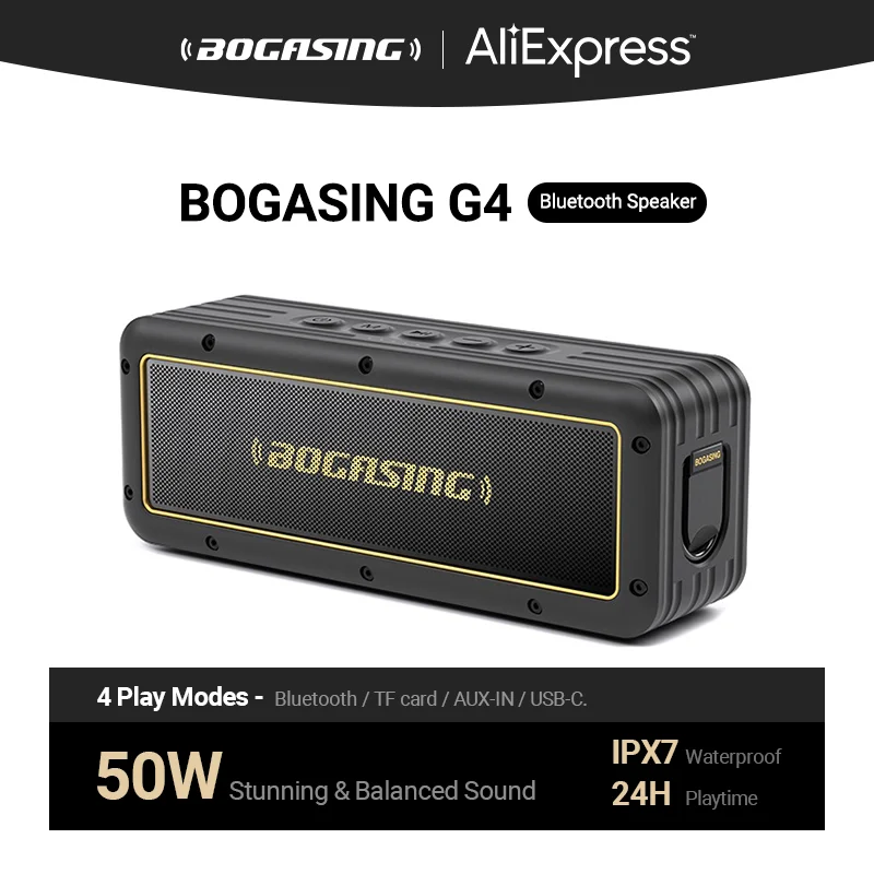 BOGASING-G4-Bluetooth-Speaker-50W-Enhanced-Bass-Portable-Speaker-with ...