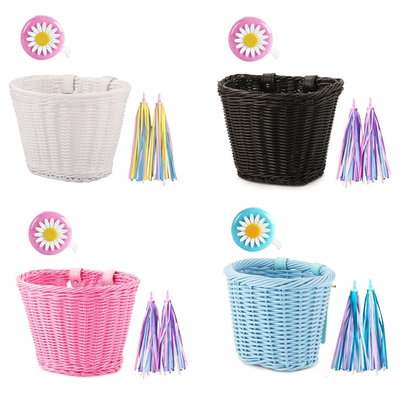 1Set-Rattan-Wicker-Bicycle-Front-Basket-Bell-Tassel-Stickers-Adjustable ...