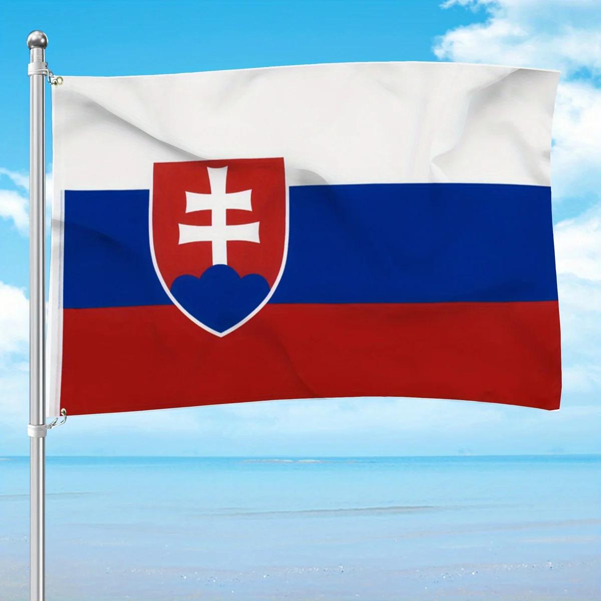 1pc 2d flat Slovakia Flag, 3X5Ft Hanging Polyester Slovak National Flag ...