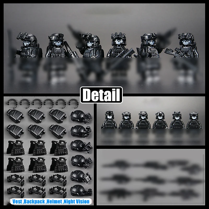6PCS-SWAT-Ghost-Team-Building-Block-Soldier-Warrior-Figure-MOC-Toy-Kid ...