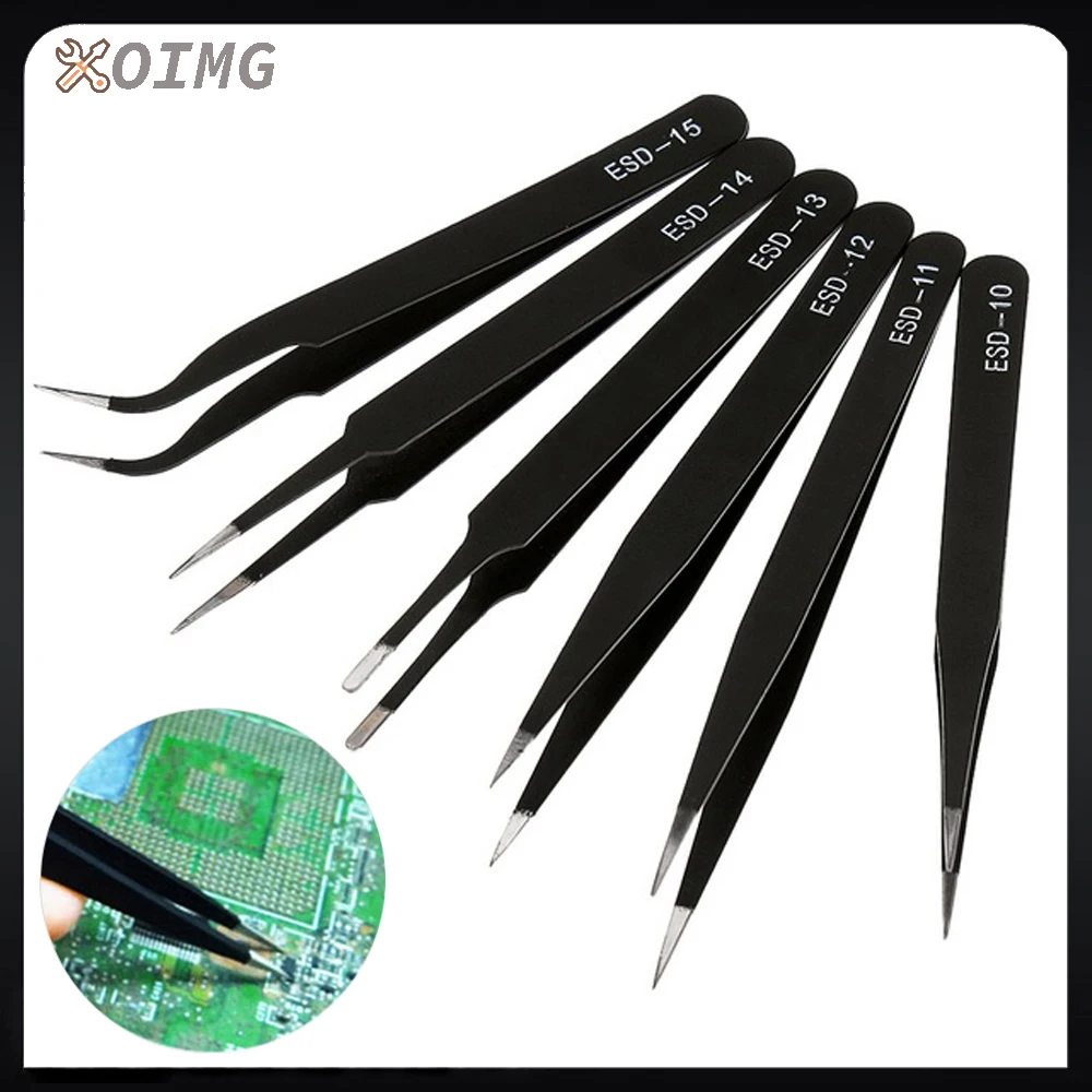 Kit de pinzas de precisión antiestáticas ESD, juego de herramientas de ...