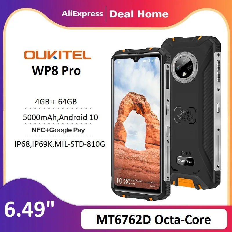 OUKITEL teléfono móvil WP8 Pro con Android 10, móvil resistente con NFC, IP68, pantalla de 6,49 ...