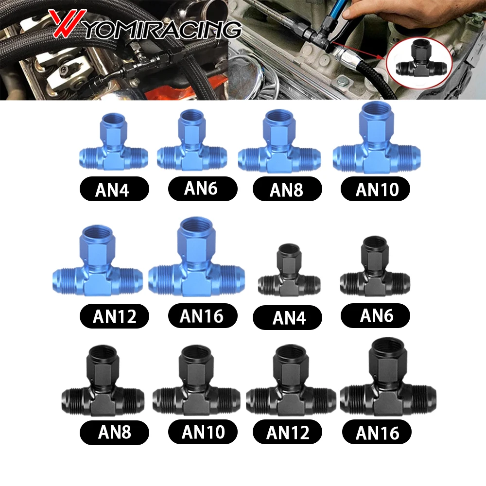 Aluminum Flare Tee Fitting AN4 AN6 AN8 AN10 AN12 Female To Male Tee On ...
