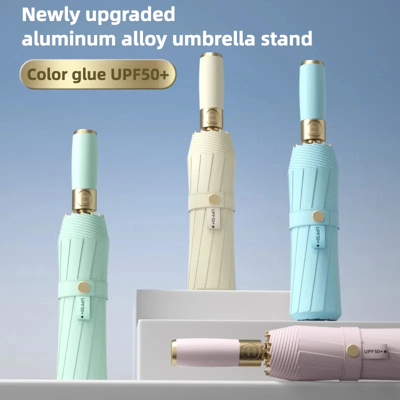 Windproof Automatic Umbrella, Color Glue Sunscreen, Sun UV UPF50 ...