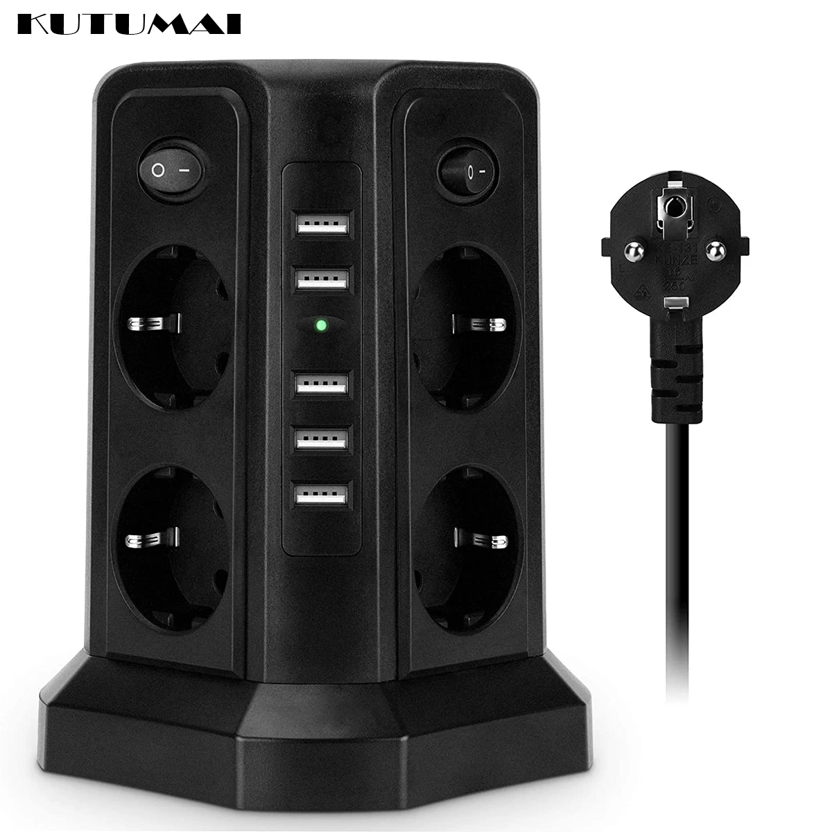 Tower-Multi-Power-Strip-Vertical-EU-Plug-8-AC-Outlets-Sockets-with-5 ...