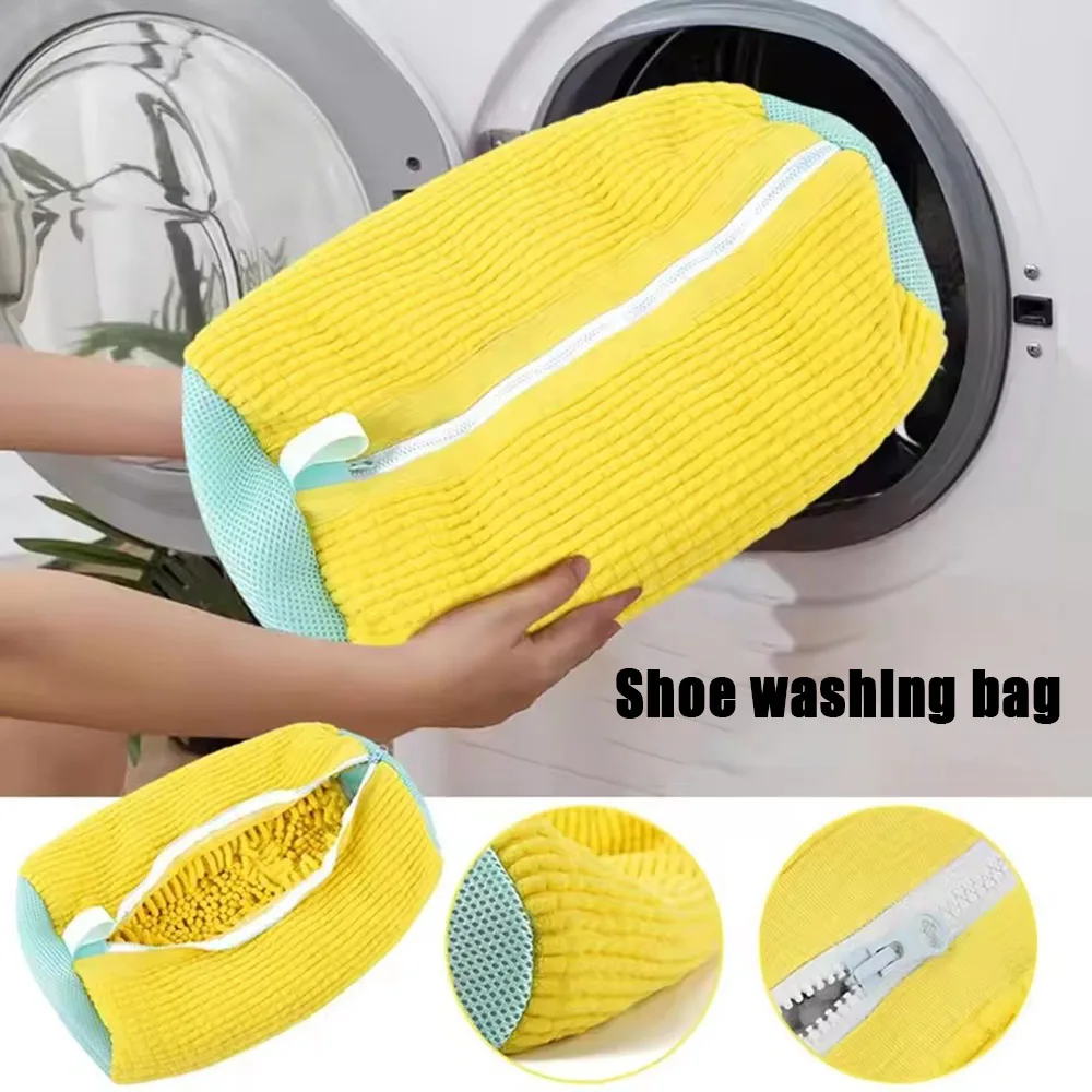 Microfiber Washing Shoes Bag Padded Net Laundry Shoes Protector Fluffy ...