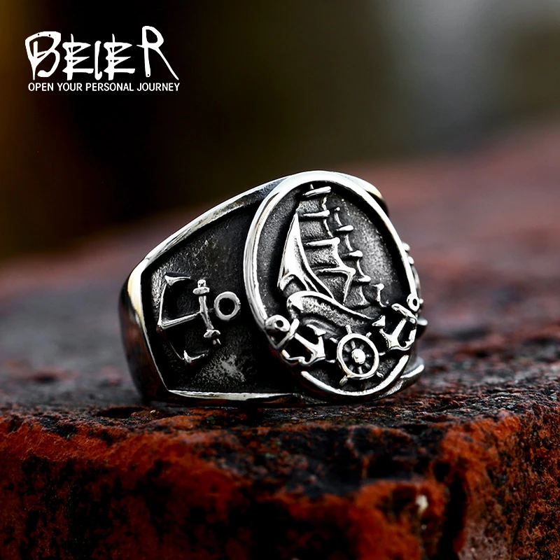 Stainless Steel Sailing Lighthouse Ring | Anchor Ring Vintage Jewelry ...