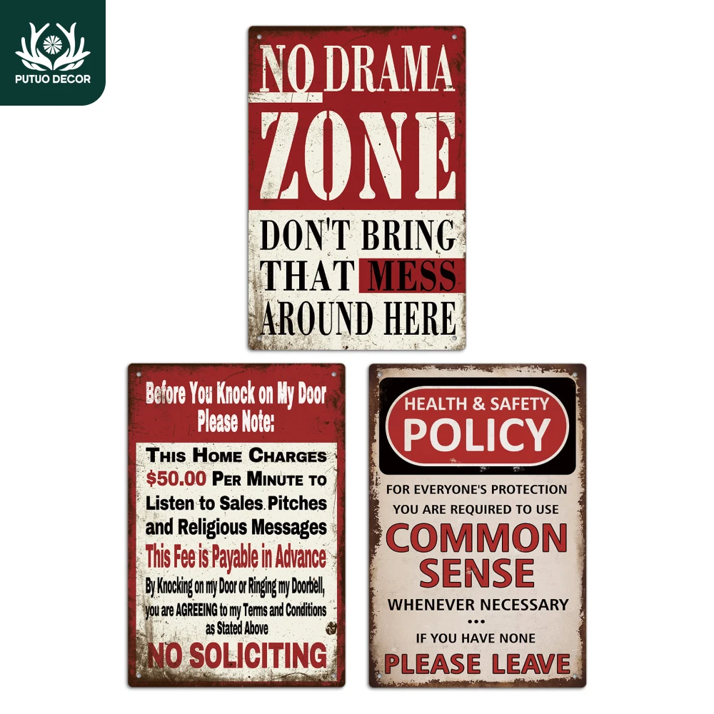 Putuo-Decor-Vintage-Metal-Sign-No-Drama-Zone-Don-t-Bring-That-Mess ...
