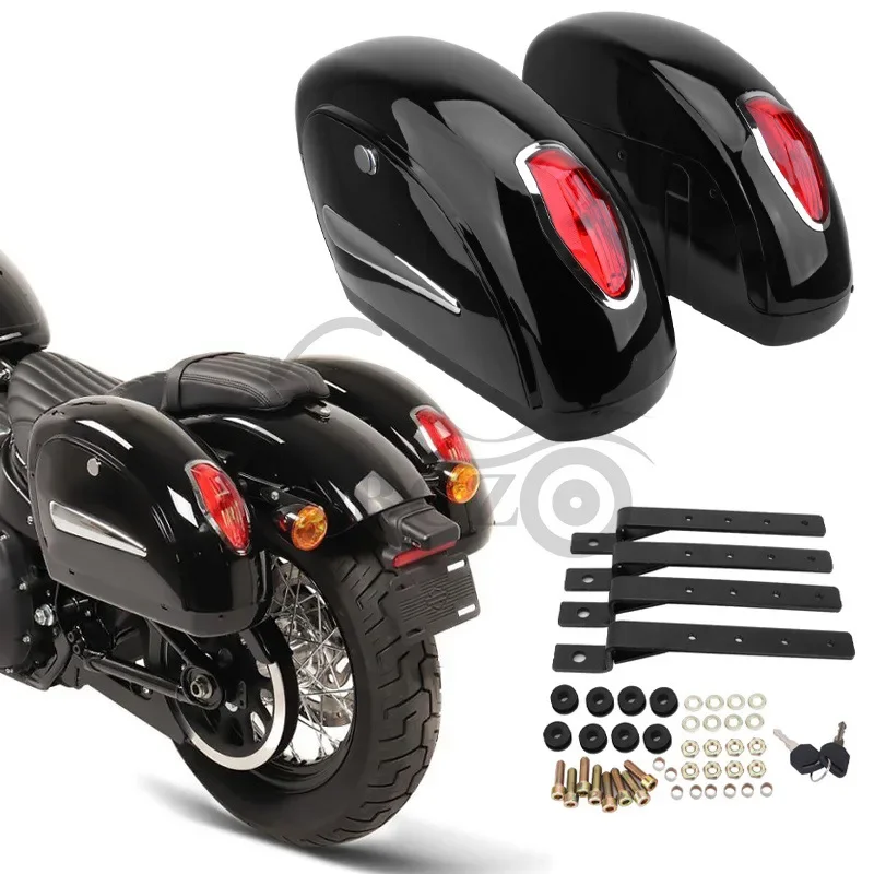 Motorcycle parts sidecar side box with lights black trumpet ...