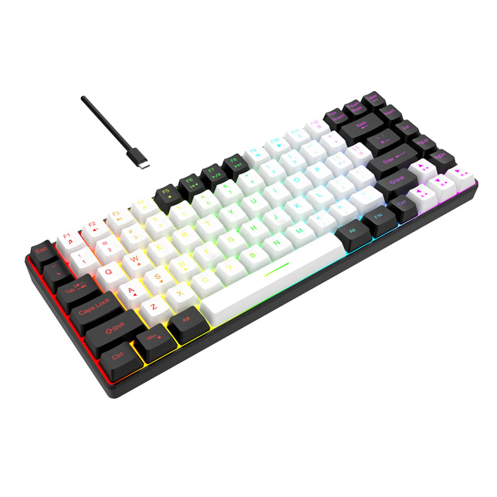 Wired-Gaming-Keyboard-Type-C-84-Keys-RGB-Backlit-Ergonomically-Curved ...