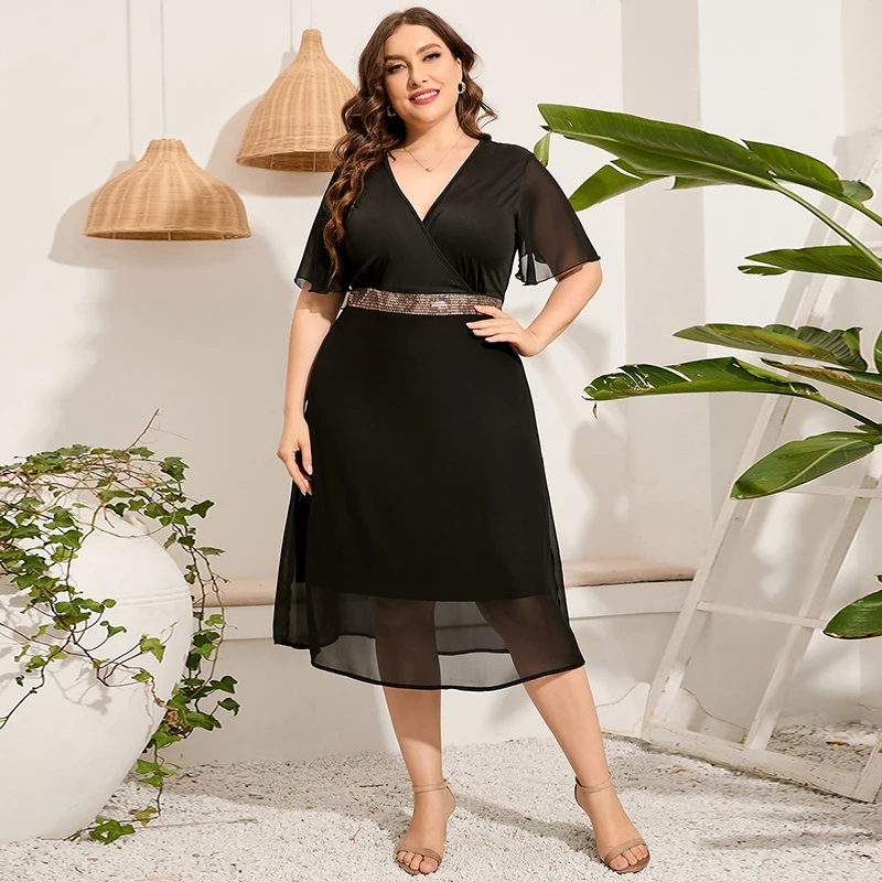 Plus Size Black Chiffon Dresses