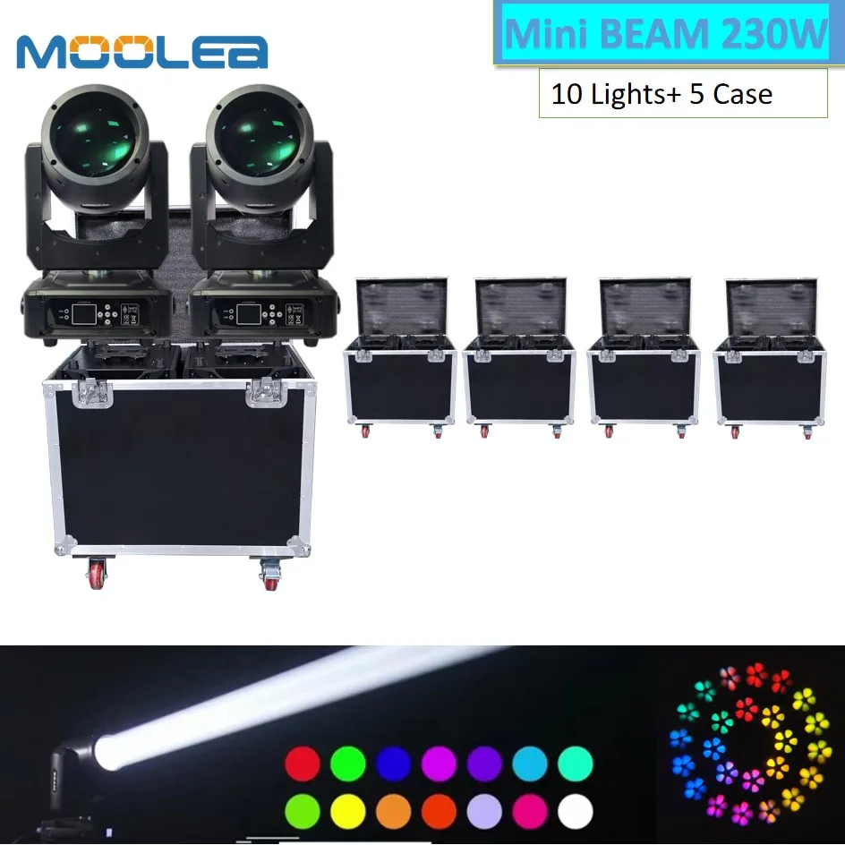 1-10pcs-Mini-Beam-7R-Super-230W-7R-Beam-Moving-Head-Light-Flightcase ...